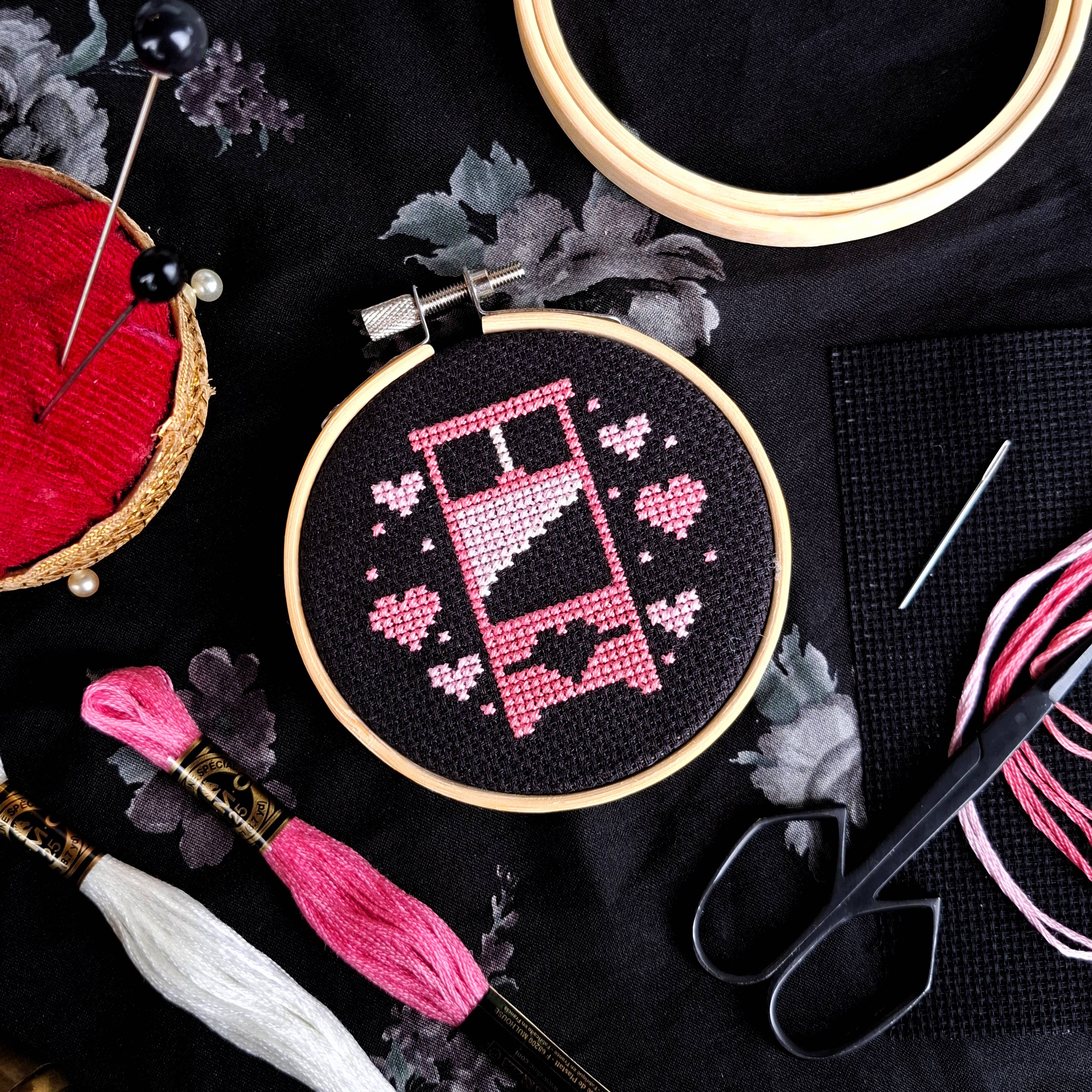 Guillotine, Pink - Cross Stitch Kit – Knitting is Metal