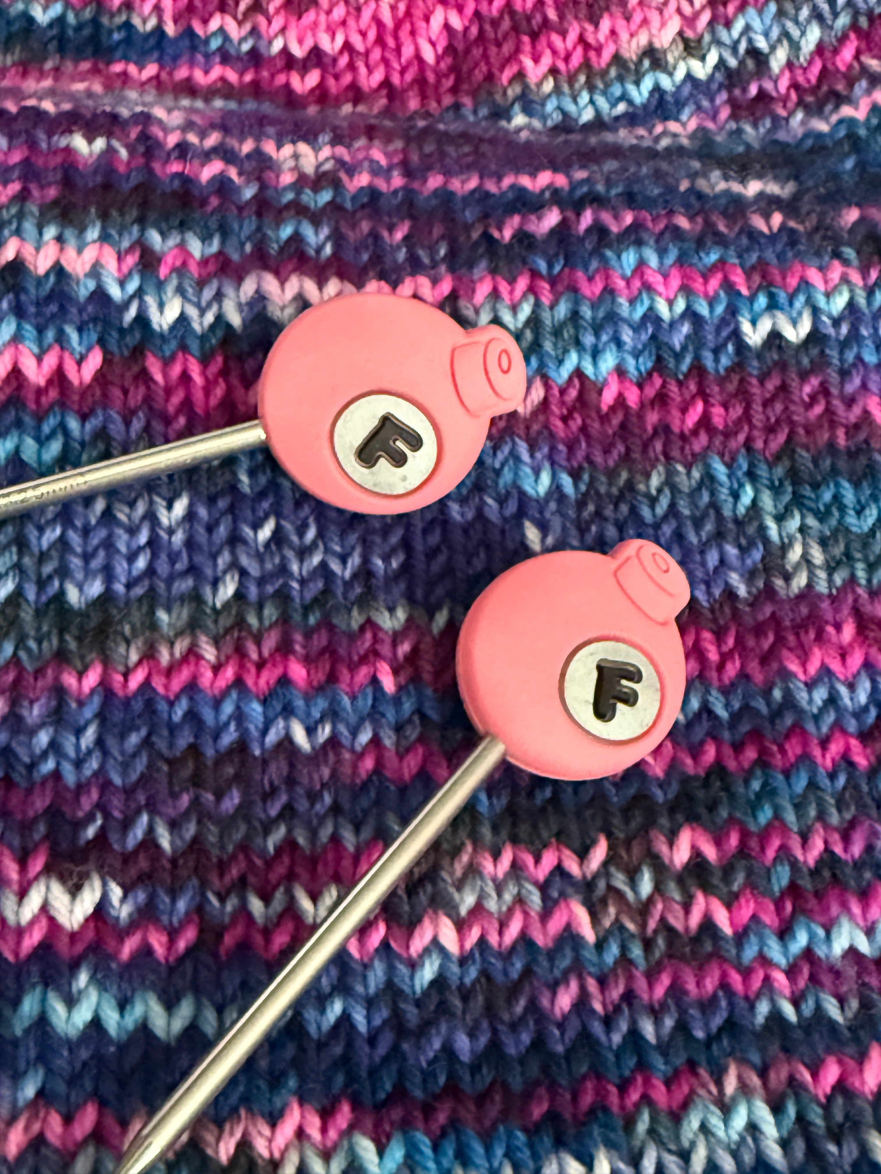 Pink F Bomb Needle Stoppers – Knitting is Metal